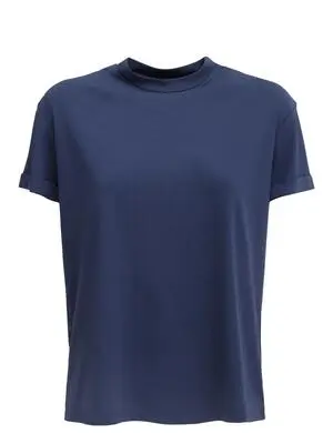 JULIA ALLERT Mock Neck Rolled Sleeve T-shirt - Blue