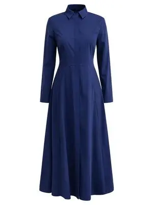 EXQUISE Fanetta Fitted Midi Shirt Dress Navy - Blue
