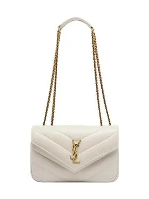 Saint Laurent Loulou Small Leather Shoulder Bag - White