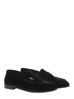 Saint Laurent Le Loafer Velvet Penny Loafers - Black