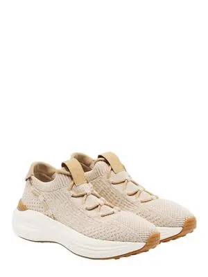 TOD'S Knitted Lace-up Sneakers - Beige