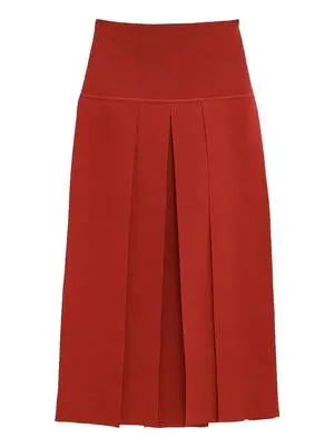 Alaïa Silk Blend Midi Skirt - Red