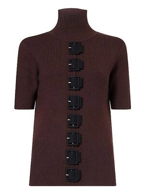 ZANKOV Silvina Buckle-embellished Wool Top - Chocolate