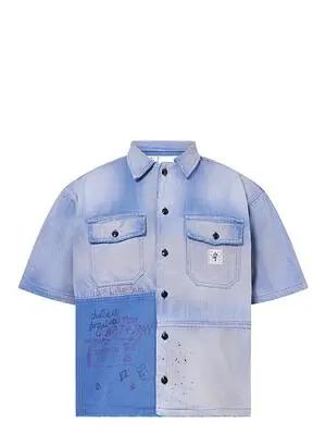 PALY HOLLYWOOD Love Herringbone Cotton Work Shirt - Navy