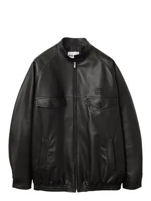 Miu Miu Nappa Leather Blouson Jacket - Black