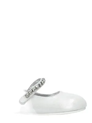 BABYWALKER Leather Crystal-strap Ballet Flats - Silver