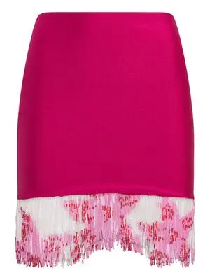 PatBO Embellished Fringe Mini Skirt - Pink