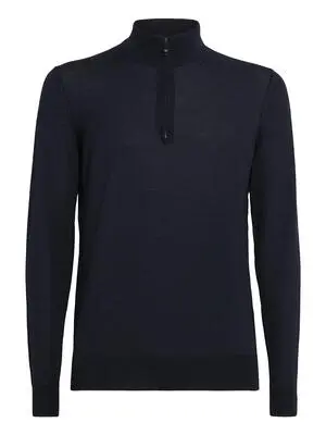 Pal Zileri Wool-silk Quarter-zip Sweater - Navy