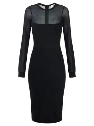 Elisabetta Franchi Knit Midi Dress With Sheer Paneling And 3d Effects - Black