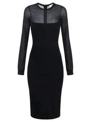 Elisabetta Franchi Knit Midi Dress With Sheer Paneling And 3d Effects - Black
