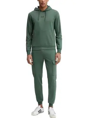EA7 Logo-detail Drawstring Hoodie - Green