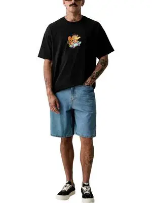 VANS Logo Patch Denim Shorts - Blue
