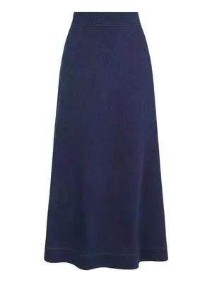 Oscar De La Renta A-line Midi Skirt With Logo Patch - Blue