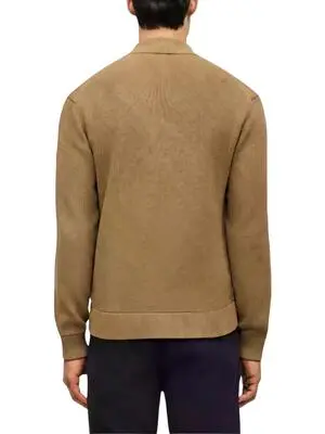 BOSS Zip-up Panelled Sweater - Neutrals