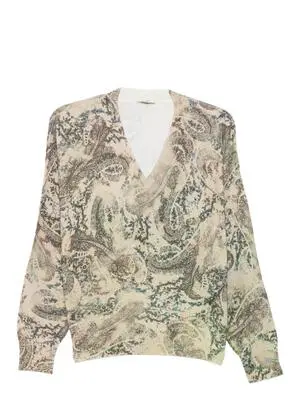 Liu Jo Paisley Print V-neck Sweater - Neutrals