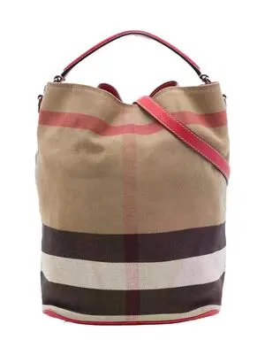 Burberry Canvas Ashby Bucket Bag With Leather Accents - Brown