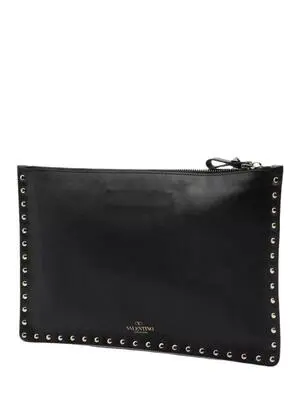 Valentino Garavani 2000-2017 Leather Rockstud Clutch Bag - Black