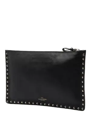 Valentino Garavani Rockstud Leather Clutch Bag - Black
