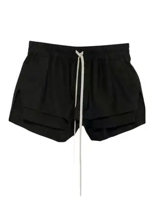 Rick Owens Tower Fog Boxers Drawstring Wool Shorts - Black