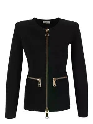 Elisabetta Franchi Knit Cardigan With Zip Detail - Black