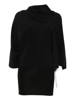 Rick Owens Cylinder Draped Asymmetric Sleeve Top - Black
