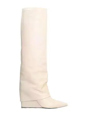 THE SELLER Pointed-toe Wedge Leather Boots - Neutrals