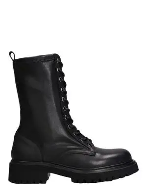 JULIE DEE Lace-up Combat Boots - Black