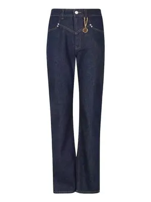 Stella McCartney Logo Charm Straight Leg Jeans - Blue
