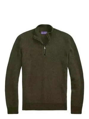 Ralph Lauren Purple Label Half-zip Textured Knit Sweater - Green