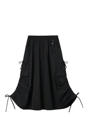 Izzue Ruched-detail Cargo Maxi Skirt - Black