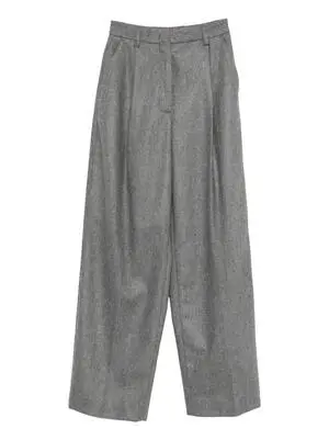 THELATEST Pleated Wide-leg Wool Blend Trousers - Grey