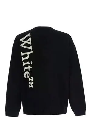 Off-White Logo-embroidered Knitted Crew Neck Sweater - Black