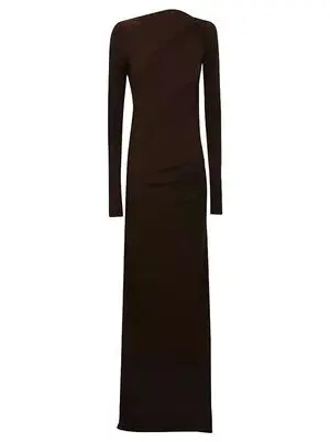 Andamane Ruched Draped Jersey Maxi Dress - Brown