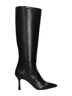 THE SELLER Pointed-toe Leather Knee-high Boots - Black