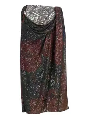 MAISON MARGIELA Printed Paillettes Sraped Maxi Skirt Red