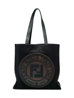 Fendi 2010-2026 Canvas Logo Patch Tote Bag - Black