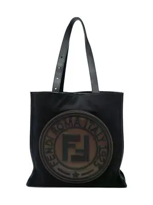 FENDI Fendi Canvas Logo Patch Tote Bag