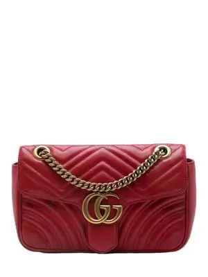 Gucci 2016-2026 Medium Gg Marmont Matelasse Calfskin Shoulder Bag - Red
