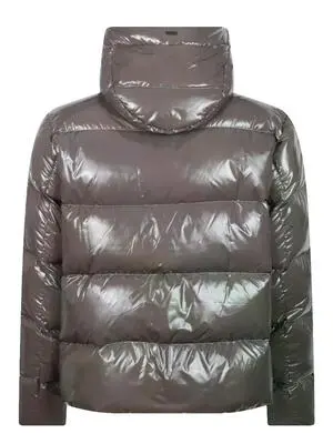 Herno Hooded Padded Jacket With Glossy Finish - Brown
