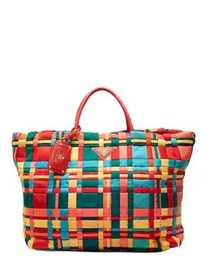 Prada 2000-2013 Multicolor Woven Tessuto Shopping Tote Bag - Multicolour