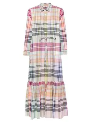 ORDI.TO Check-print Tiered Maxi Dress - Neutrals