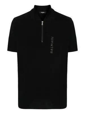 Balmain Logo-lettering Polo Shirt - Black
