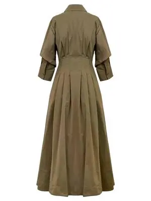 Simkhai Jazz Pleated Midi Dress Neutrals