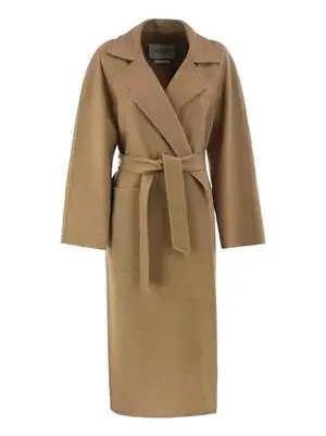 Max Mara Long Camel Robe Coat With Belt - Neutrals