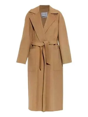 Max Mara Long Camel Robe Coat With Belt - Neutrals