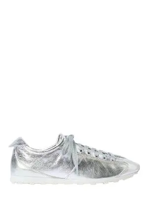 Jacquemus Metallic Leather Lace-up Sneakers - Silver