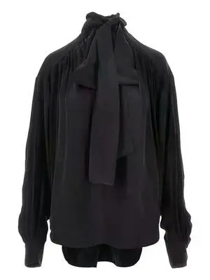 Andamane THE ANDAMANE Mathilda Blouse With Pussy Bow Black