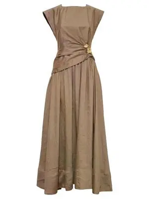 Acler Gathered-waist Maxi Dress - Brown