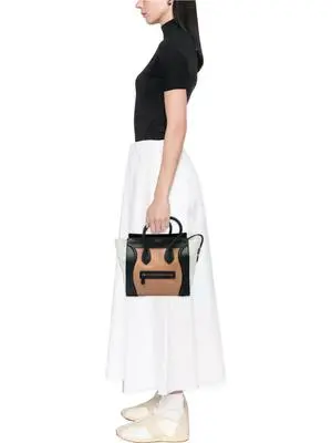 Celine 2013 Mini Tricolor Leather Luggage Tote Bag - Brown