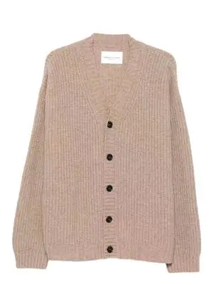 ROBERTO COLLINA V-neck Ribbed Cardigan - Brown